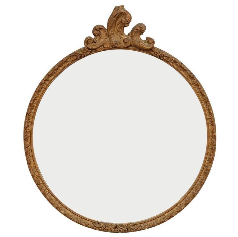 Large Round Rococo Framed Mirror, circa 1910s at 1stDibs