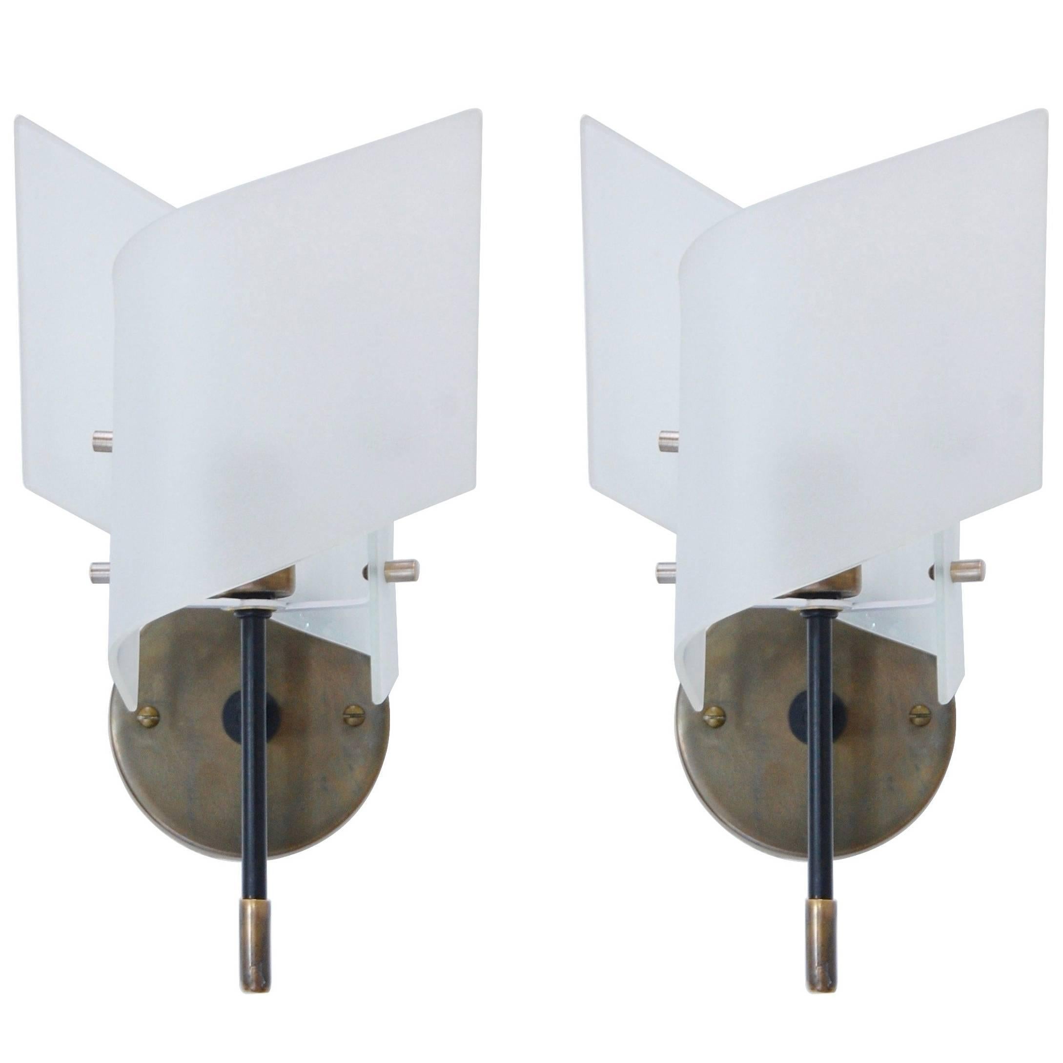 1950s Glass Bow Sconces at 1stDibs