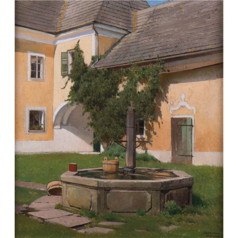 Idyll in Inner Courtyard by Ferdinand Brunner, Vienna, circa 1920 For ...
