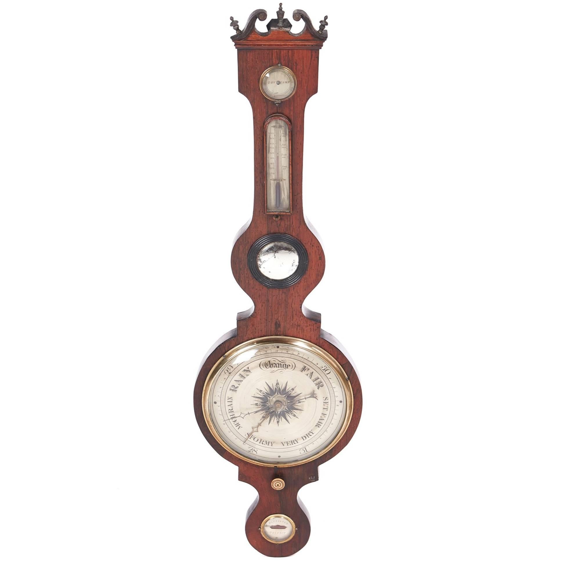 Large Antique Rosewood Banjo Barometer at 1stDibs | antique banjo barometer