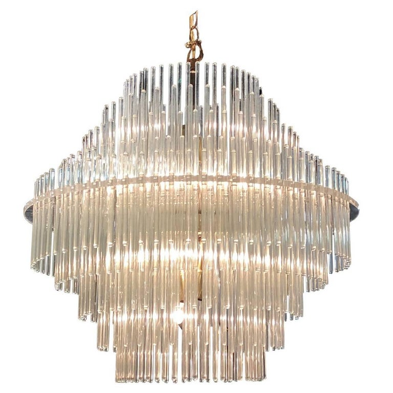 Five-Tier Glass Rod Chandelier by Sciolari for Lightolier at 1stDibs