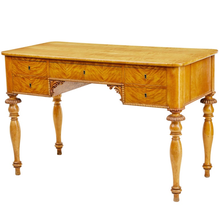 19th Century Swedish Birch Writing Table Desk at 1stDibs
