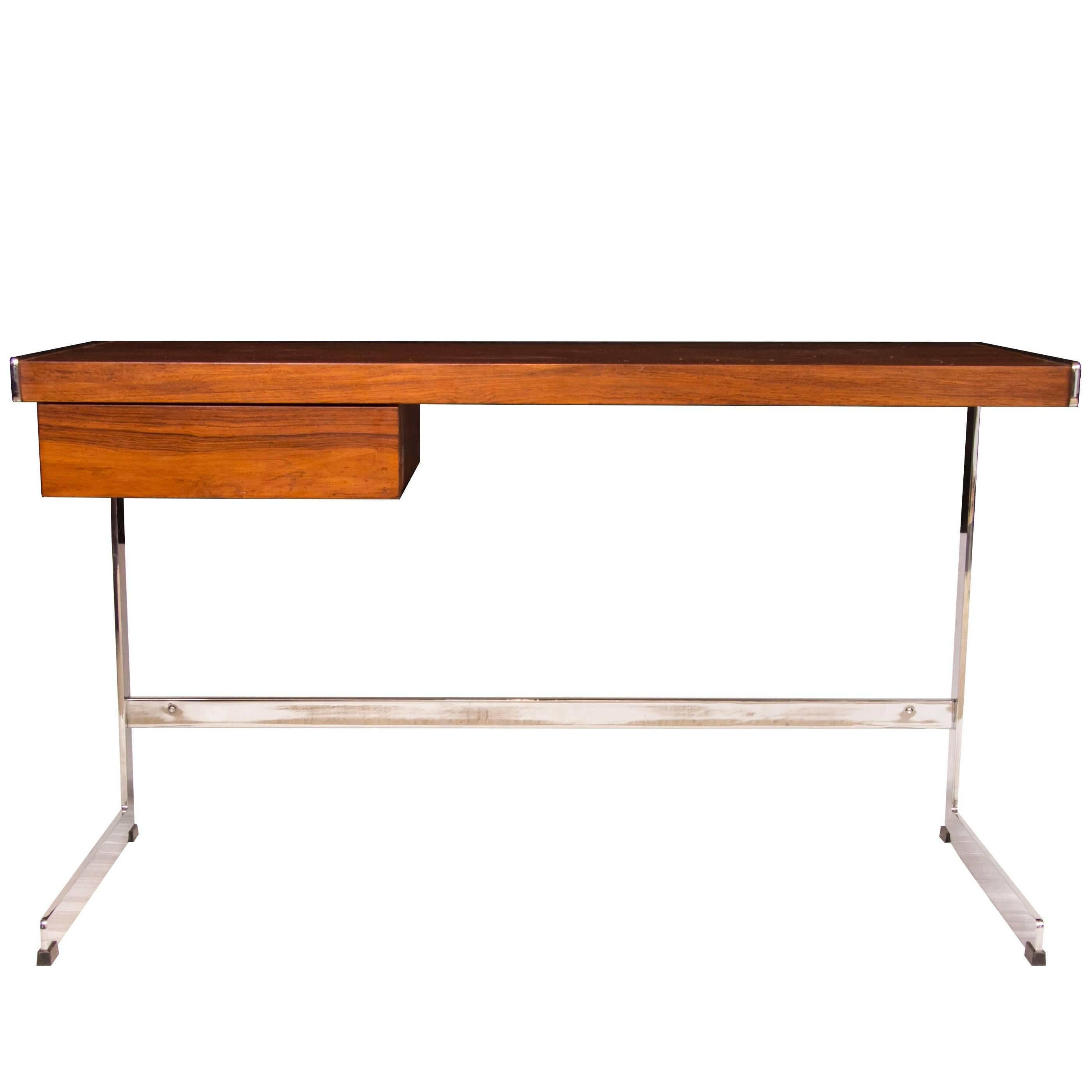 Midcentury Merrow Associates Rosewood and Chrome Desk Designed by David ...