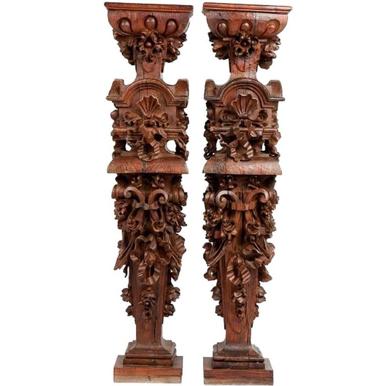 18th Century Pair of Wooden Estipites For Sale at 1stDibs