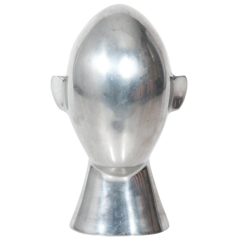 Abstract Chrome-Plated Head Figure For Sale at 1stDibs
