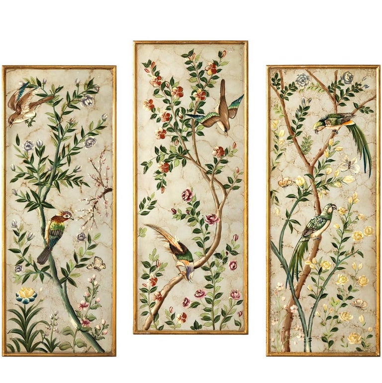 Set of Hand-Painted Panels at 1stDibs