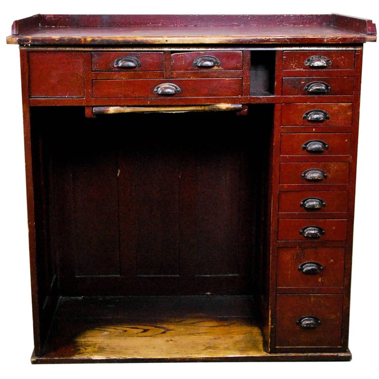 1920 Jewellers/Clockmakers Cabinet Desk in Original Paint at 1stDibs