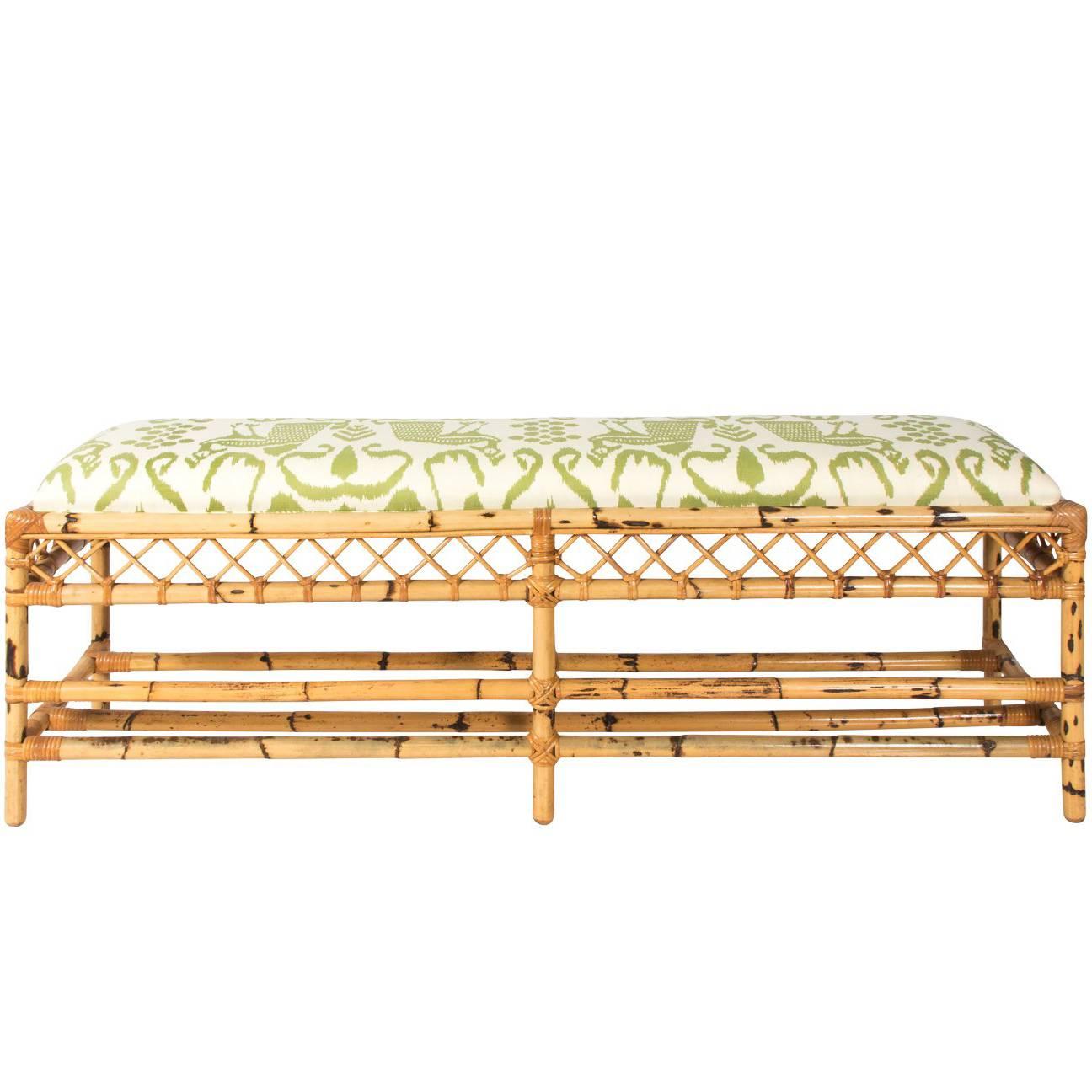 Midcentury Long Bamboo Bench at 1stDibs