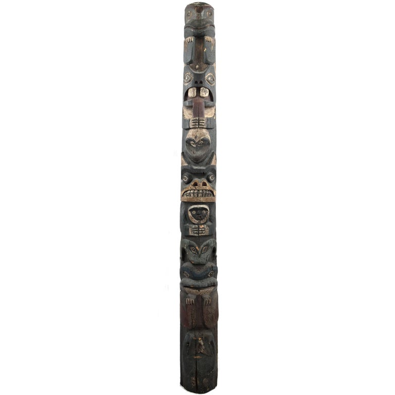 Native American Polychrome TOTEM Pole at 1stDibs