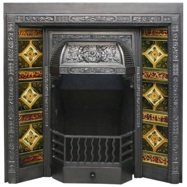 19th Century late Victorian Cast Iron and Tiled Fire Insert For Sale at ...
