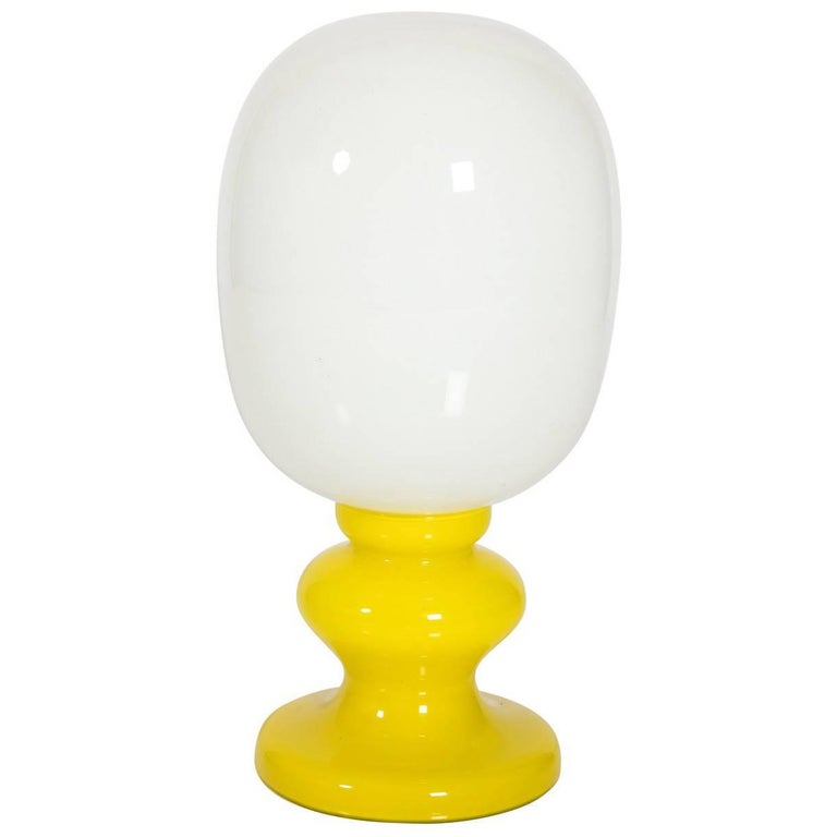 Modern Yellow Glass Lamp, circa 1970 at 1stDibs