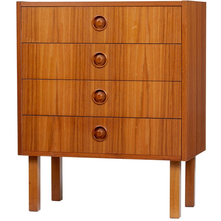Small 1960s teak Scandinavian Chest of Drawers at 1stDibs