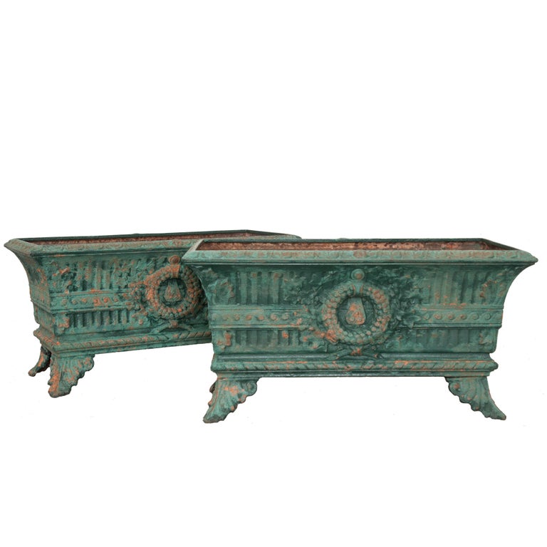 Pair of French 19th Century Cast-Iron Planters at 1stDibs