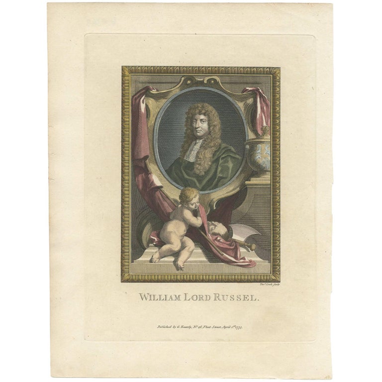 Antique Portrait of William Lord Russel by T.Cook For Sale at 1stDibs
