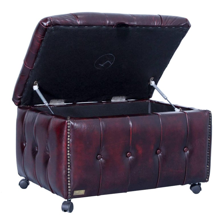 Rochester Chesterfield Footstool Oxblood Red Leather Vintage Retro ...