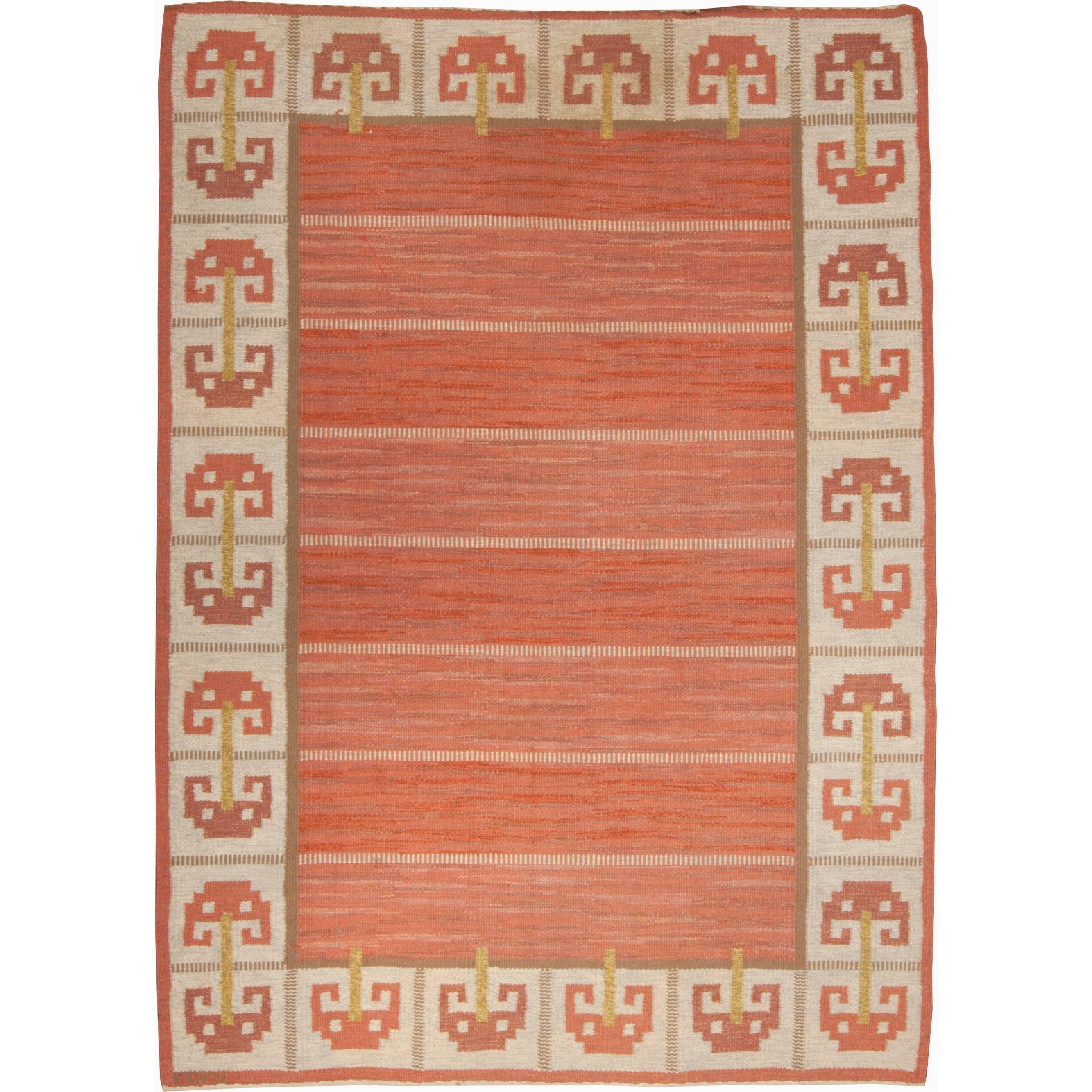 Mid-20th century Swedish Navy, Ivory, Red Handmade Pile by Doris Leslie ...