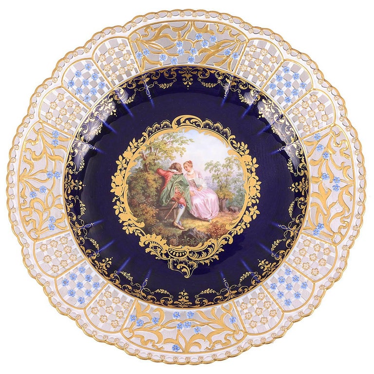 Pair of 19th Century Meissen Reticulated Plate For Sale at 1stDibs