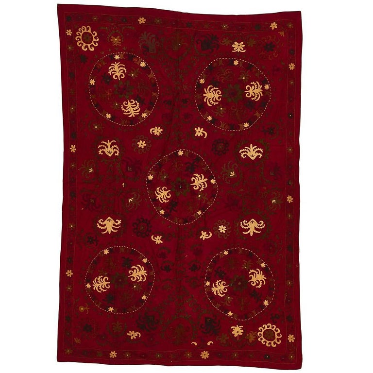 Vintage Red Suzani Textile For Sale at 1stDibs