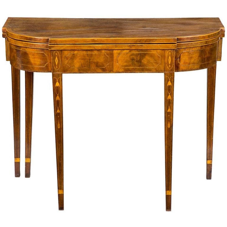 Federal Mahogany Hepplewhite Five-Legged Card Table, School of William ...