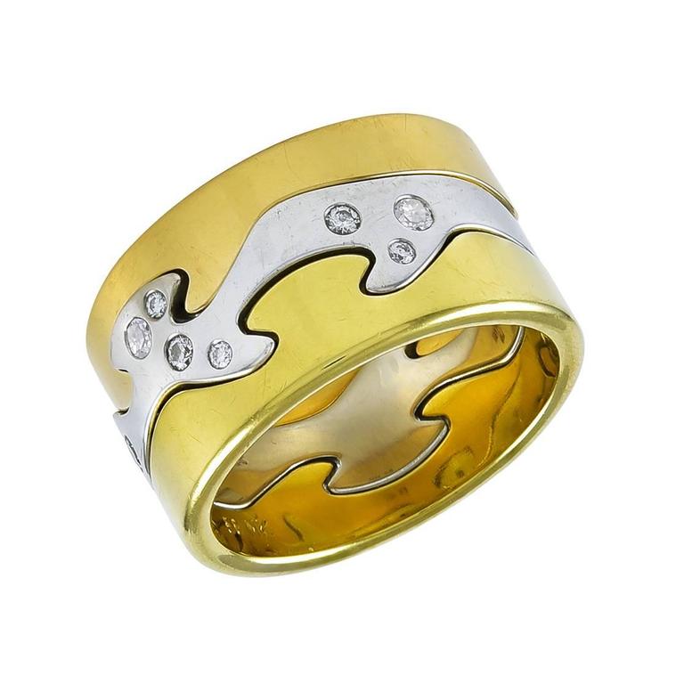 Georg Jensen diamond Gold Fusion Ring For Sale at 1stDibs