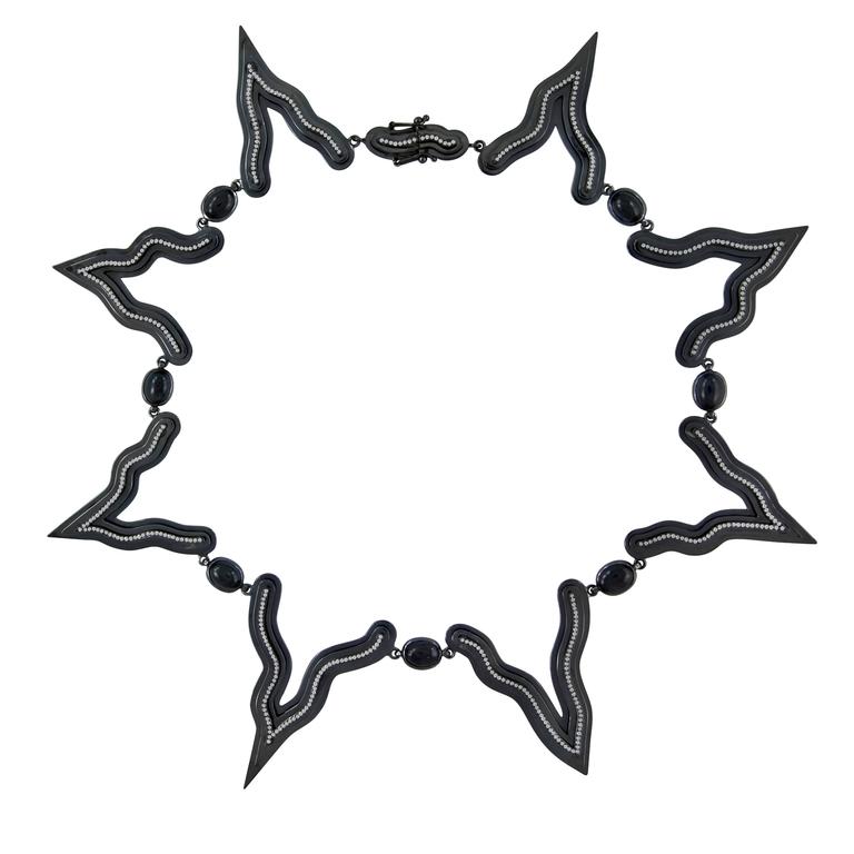 William Ehrlich Black Star Hematite Diamond Victoria Link Necklace For ...