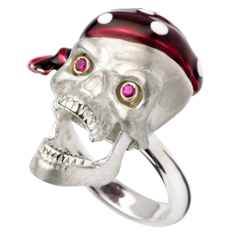 Deakin and Francis Silver Pirate Skull Ring at 1stDibs