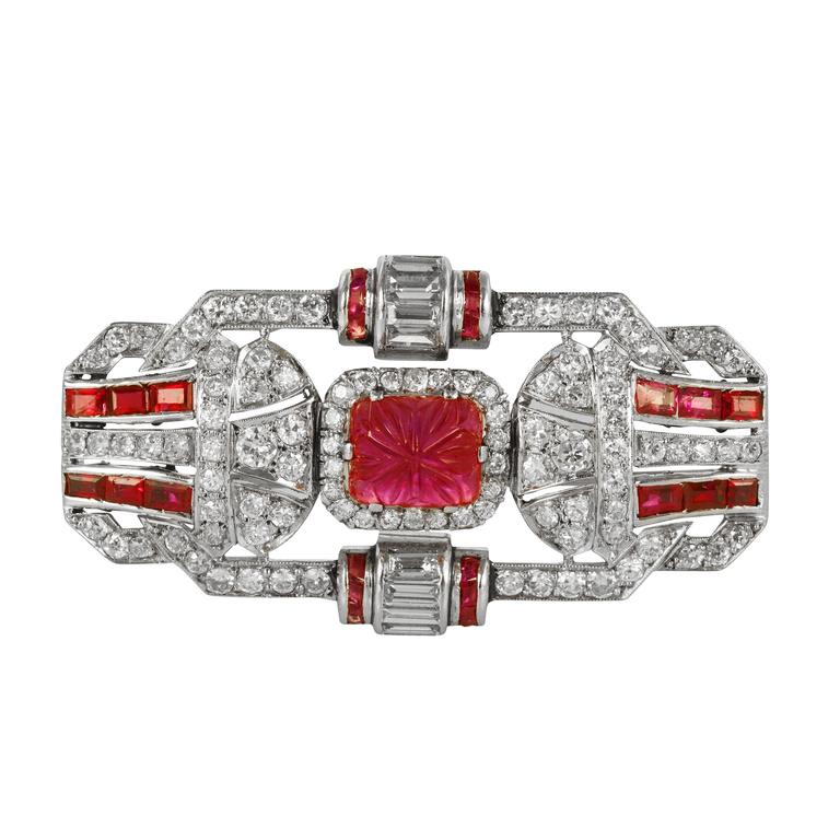 Ruby Diamond Brooch For Sale at 1stDibs