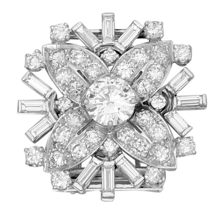 Diamond Snowflake Brooch at 1stDibs