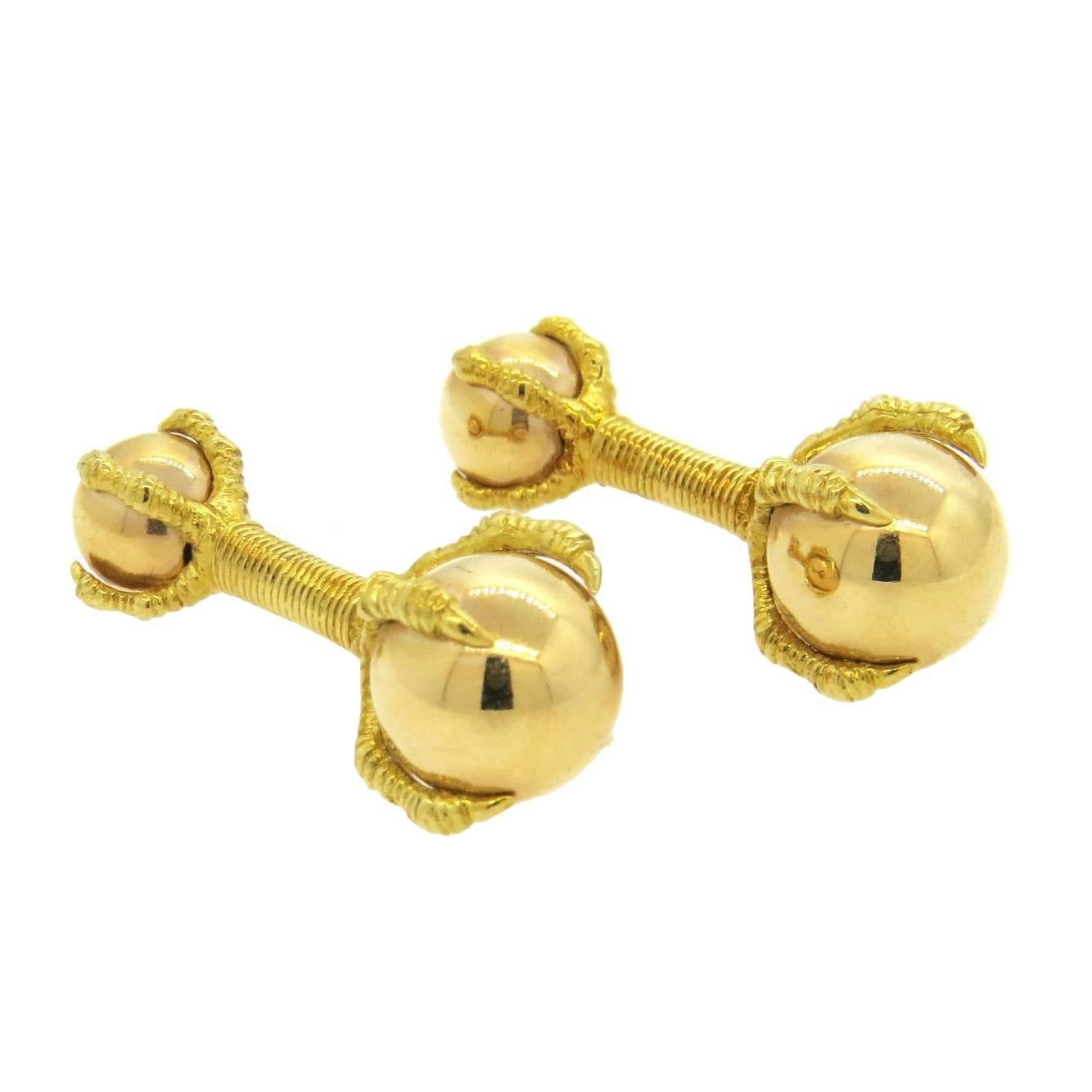 Whimsical Tiffany and Co. France Gold Claw Cufflinks at 1stDibs