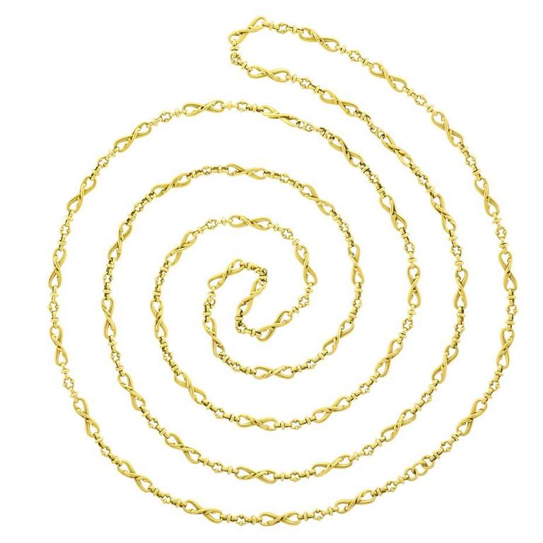 Victorian 60 inch Long Gold Chain Necklace at 1stDibs