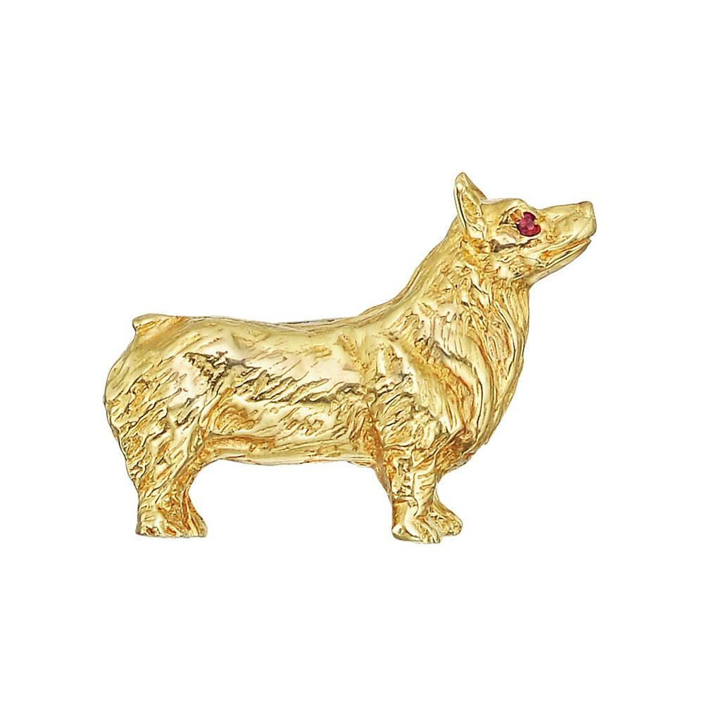 Gold Corgi Dog Pin at 1stDibs