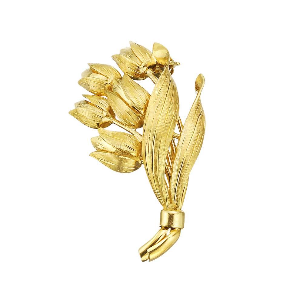 Tiffany and Co. Small Gold Tulip Bouquet Pin at 1stDibs