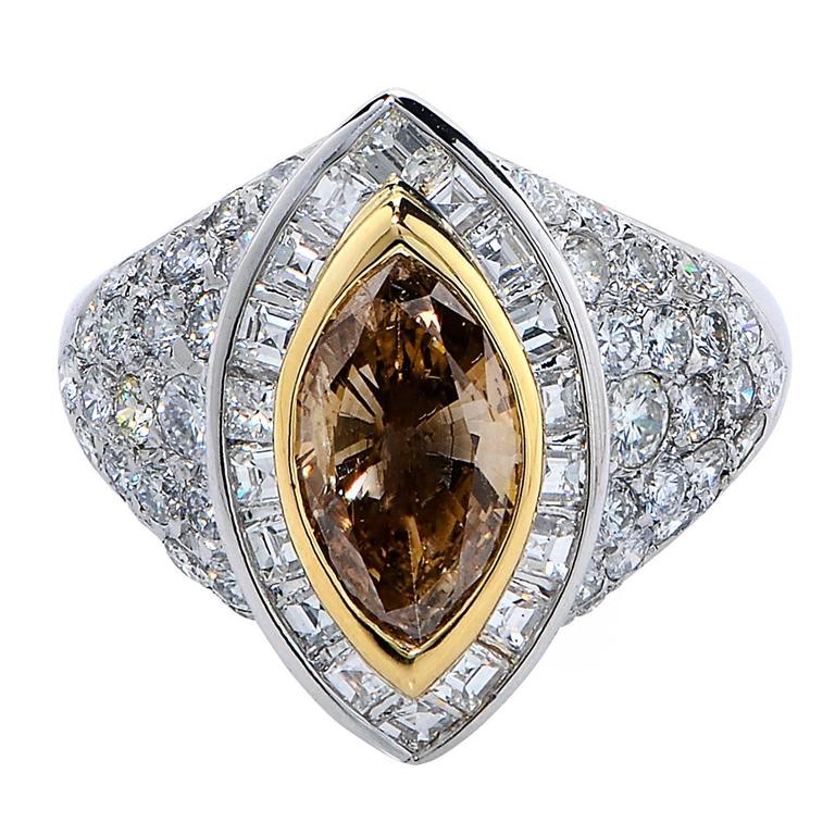 Natural Color Diamond Gold Ring For Sale at 1stDibs