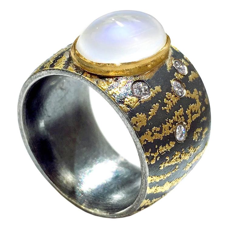 Atelier Zobel One of a Kind Violet Blue Moonstone White Diamond Ring ...