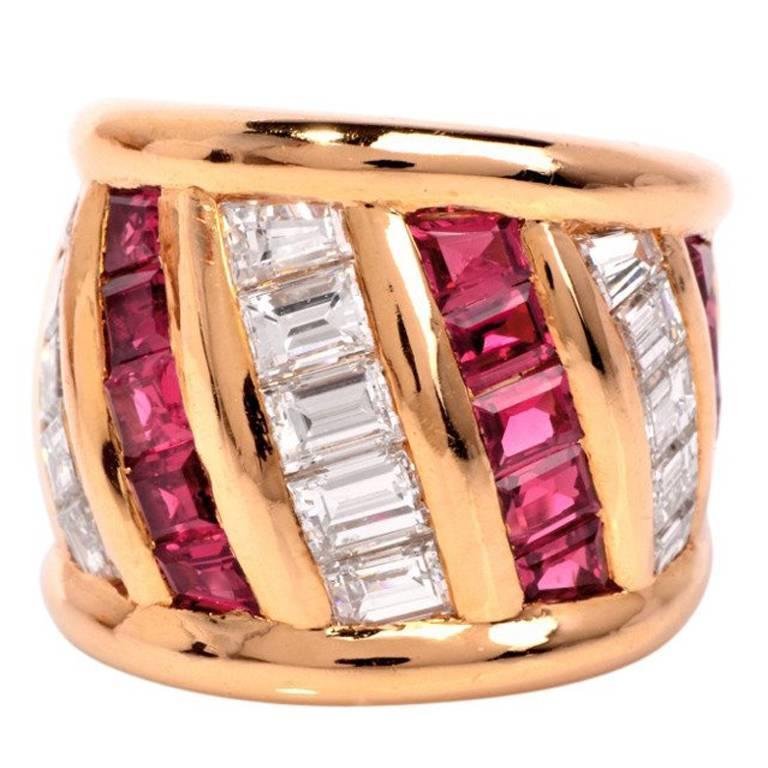 1970s César Baldaccini Ruby Gold "Compression" Ring For Sale at 1stdibs