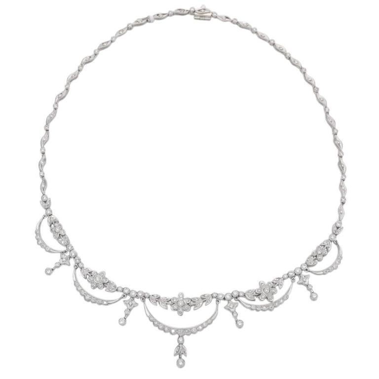 Diamond Gold Garland Necklace at 1stDibs