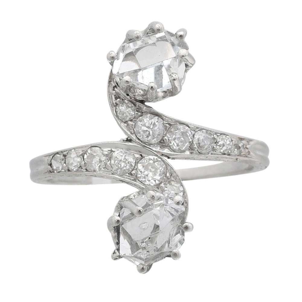 Antique Herkimer Diamond Bypass Ring at 1stdibs