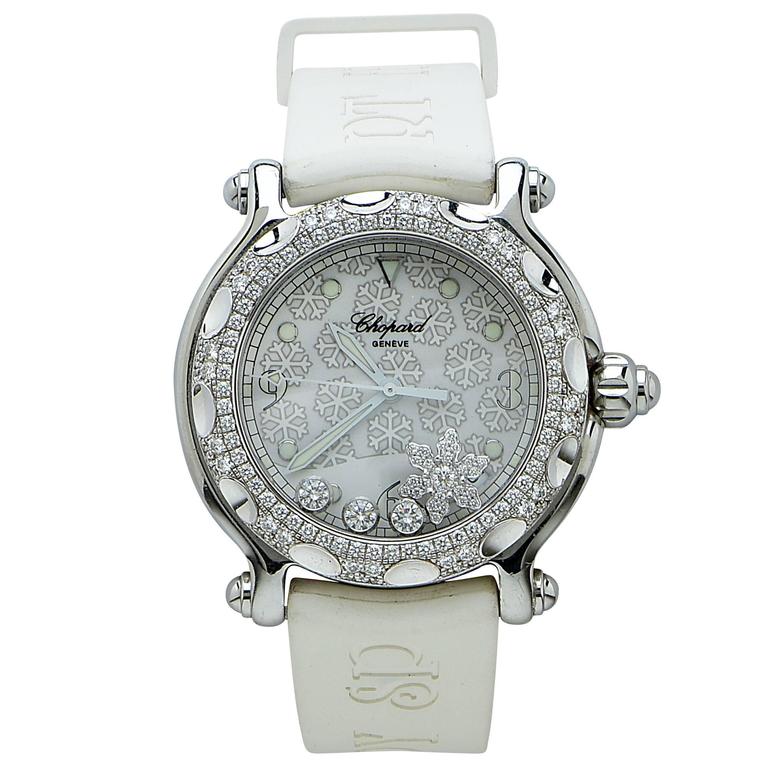 Chopard Stainless Steel Diamond Snowflake Quartz Wristwatch Ref 288946 ...