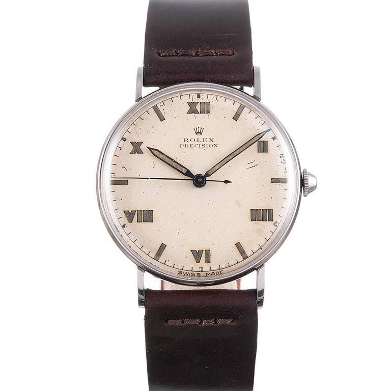 Rolex Precision Stainless Steel Luminous Roman Dial Ref 4061 at 1stDibs