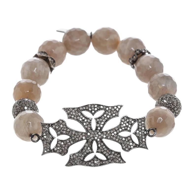 Julia Post Agate Diamond Silver Cross Bracelet For Sale at 1stDibs ...