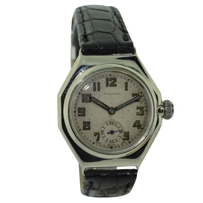 Rolex Nickle Silver Oyster Octagon Radium Dial Wristwatch Ref 2136 at ...