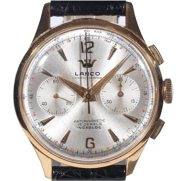 Lanco Yellow Gold Chronographe Antimagnetic Wristwatch For Sale at 1stdibs