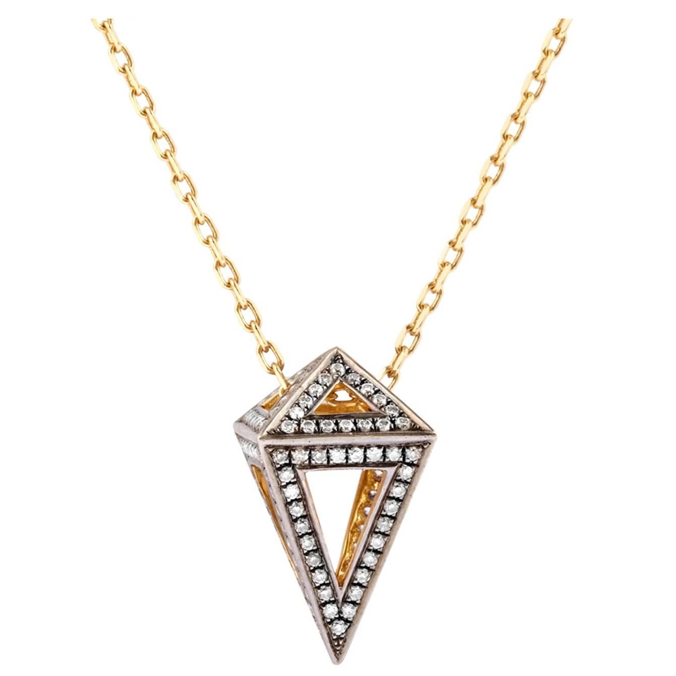 Geometry 101 Diamond Gold Octahedron Pendant at 1stDibs
