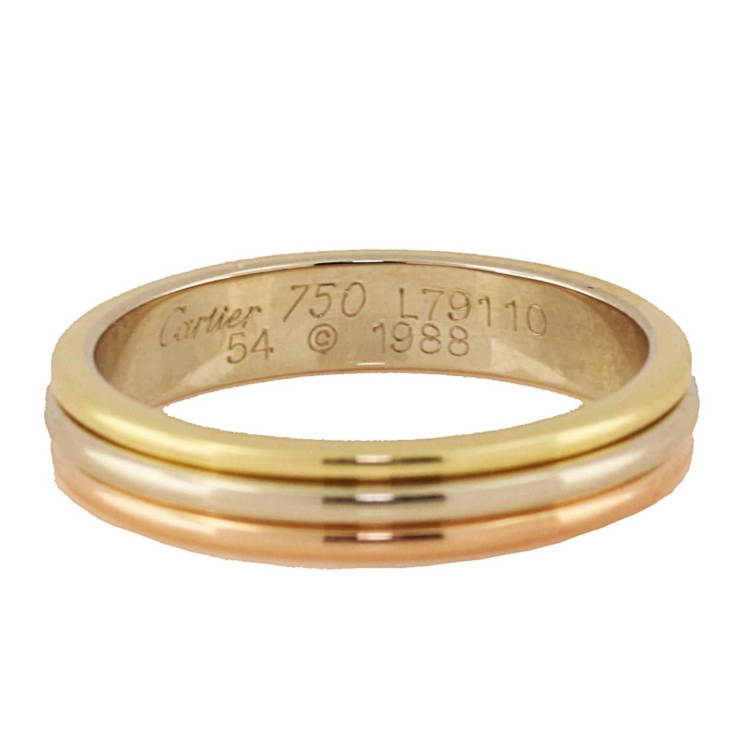 Size 7 Trinity De Cartier Tricolored Gold Band Ring at 1stDibs