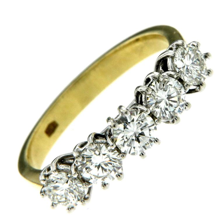 Diamond and 18k Gold Five Stone Ring For Sale at 1stDibs