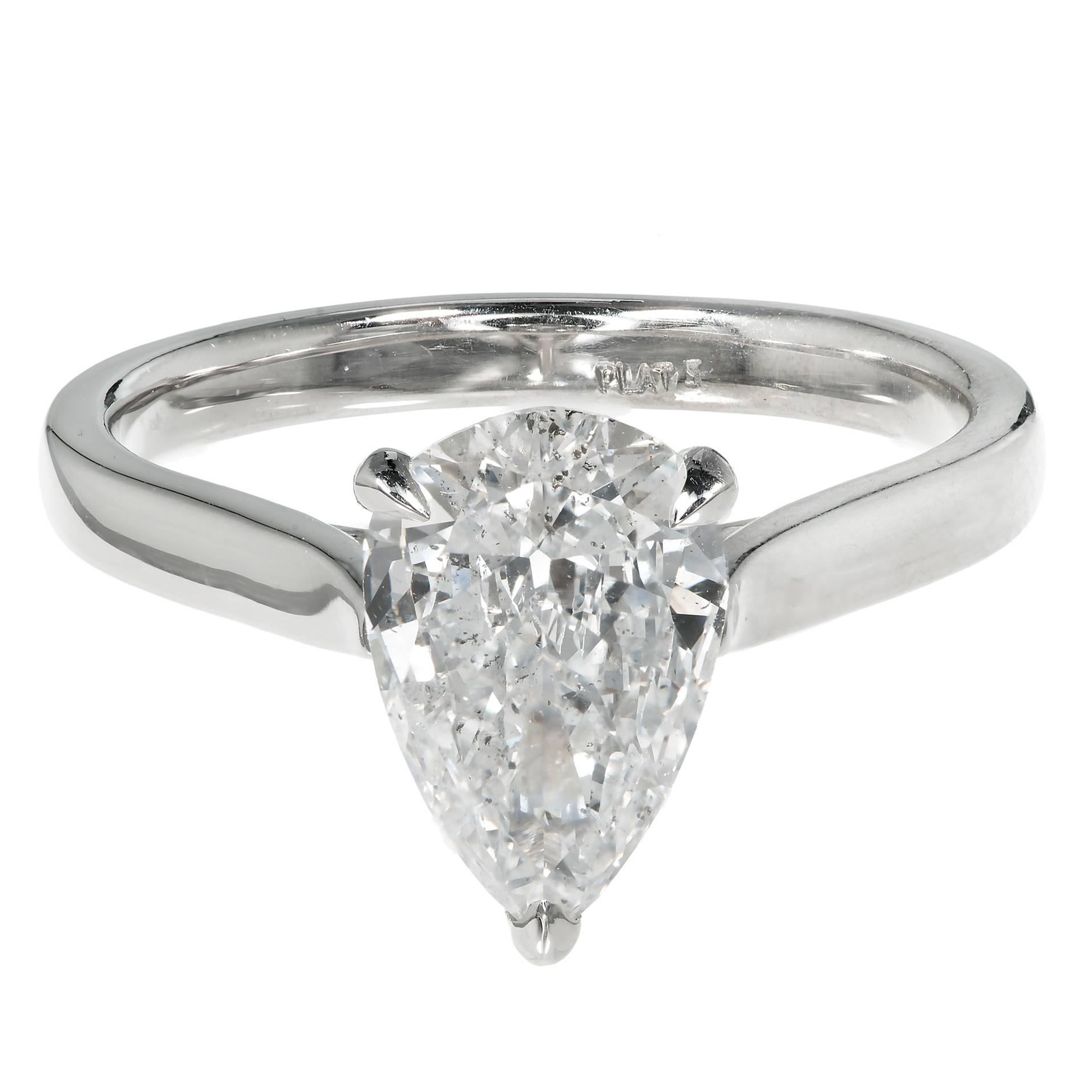 Peter Suchy Teardrop Pear Shape Diamond Platinum Solitaire Engagement ...