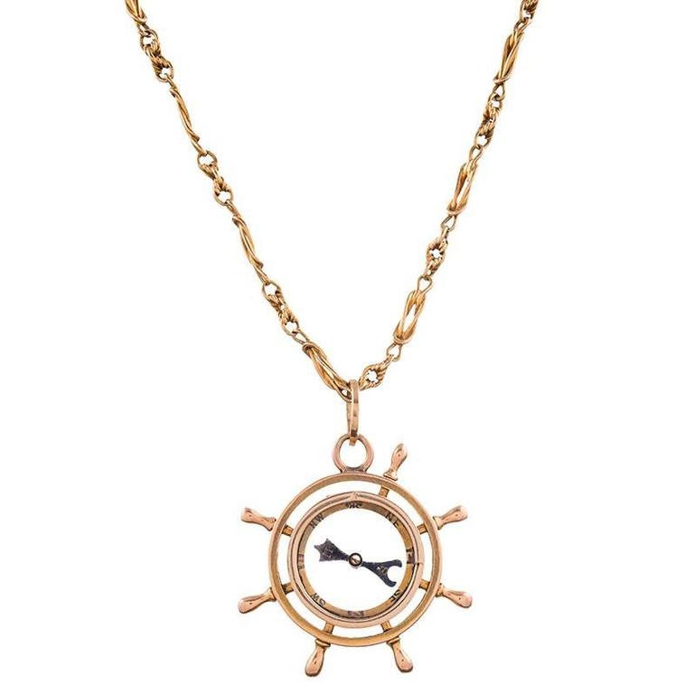 Turn-of-the-Century Golden Compass Pendant at 1stDibs