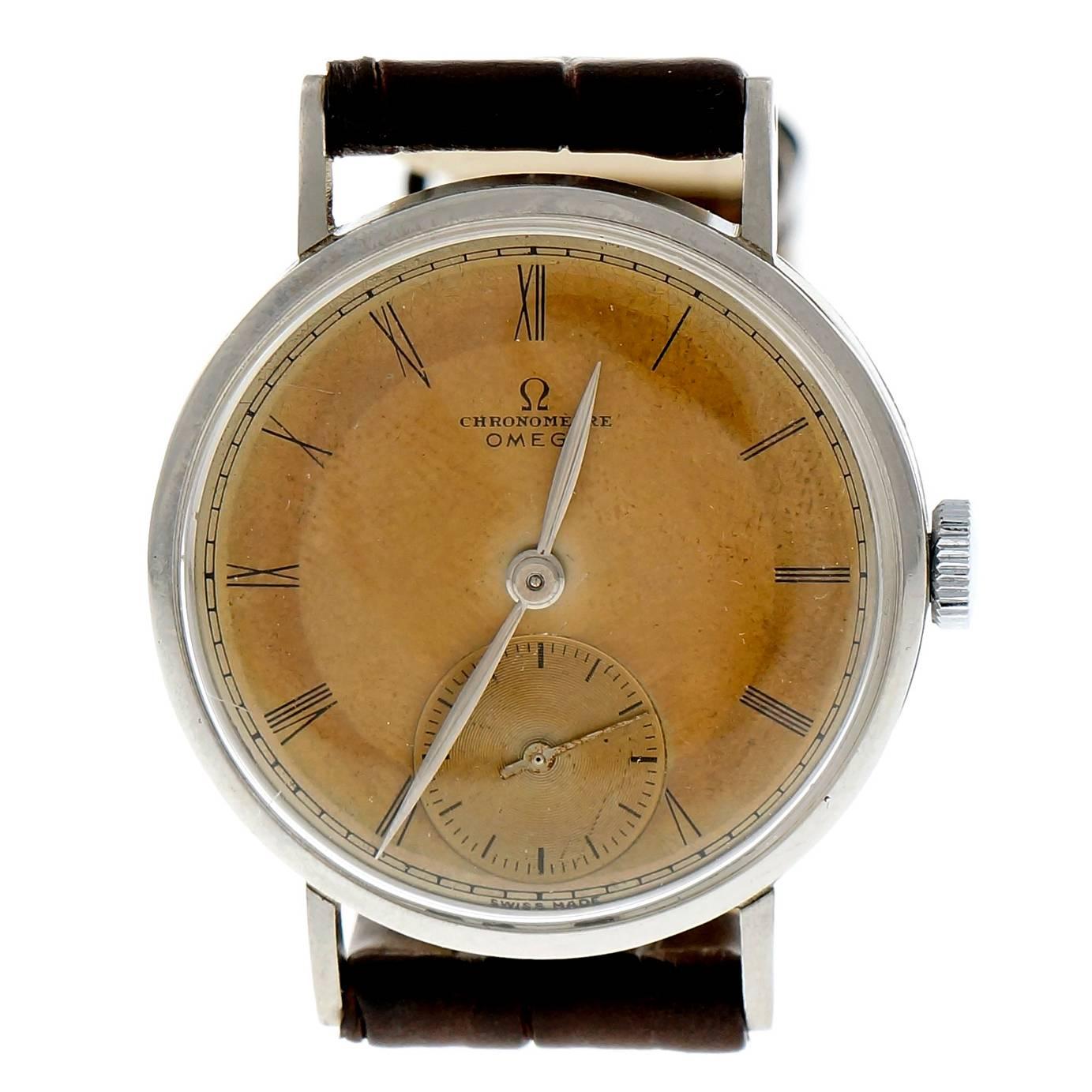 Omega Steel Chronometer Manual Wind Wristwatch at 1stDibs