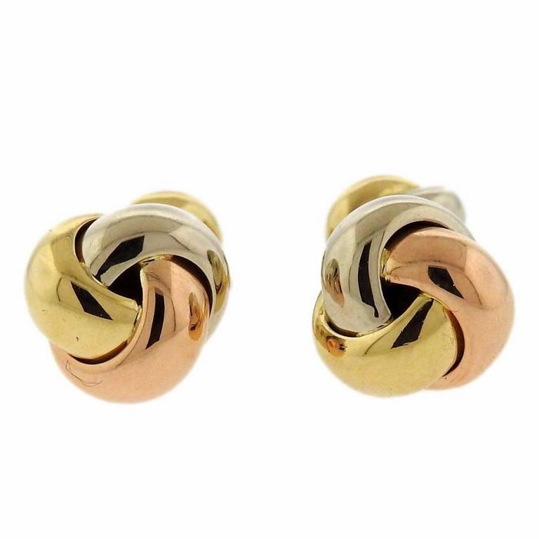 Cartier Trinity Tri Color Gold Knot Cufflinks at 1stDibs