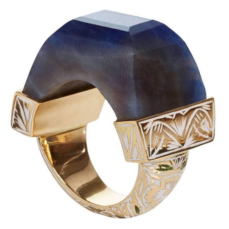 Jade Jagger Never Ending Sapphire Enamel Ring at 1stDibs